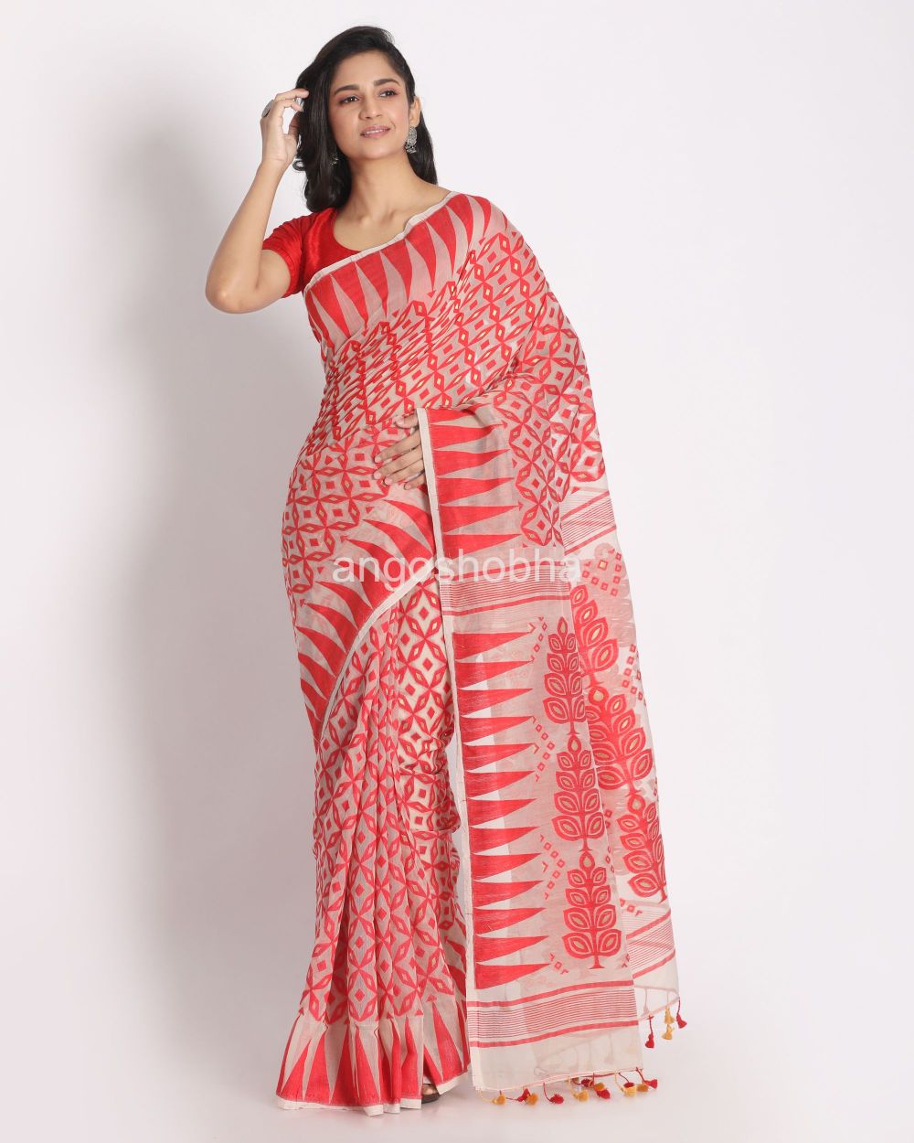 Buy Soft Dhakai Jamdani Saree Online at Best Prices | angoshobha